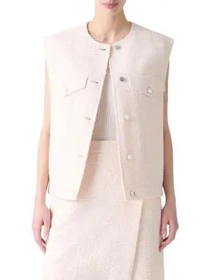 Akris Bouclé Tweed Oversize Vest - Pale Pink-cream