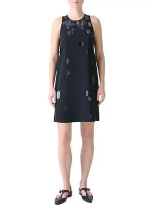 Akris Paillette Detail Crepe Shift Dress - Black