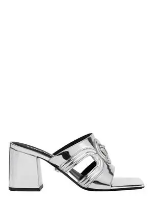 Versace 70mm Medusa '95 Metallic Mules - Silver