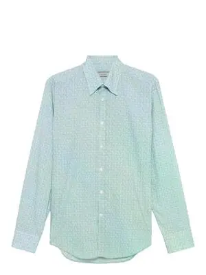 Canali Leaf-print Shirt - Blue