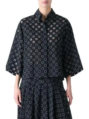 Akris Polka Dot Button-up Shirt - Black-cream