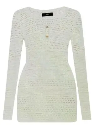 Amiri Open-knit Long-sleeve Dress - White