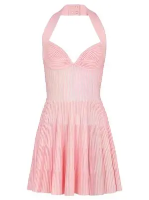 Balmain Knitted A-line Mini Dress - Pink