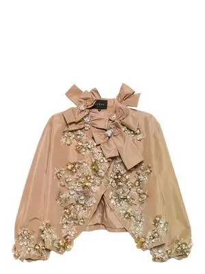 BIYAN 3D-Embellished Taffeta Wrap Jacket