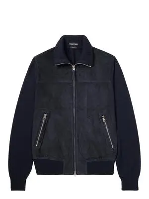 TOM FORD Slim-fit Suede And Merino Wool And Cashmere-blend Jacket - Blue