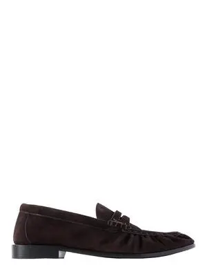 Saint Laurent Le Loafer Monogram Logo-appliquéd Suede Penny Loafers - Brown