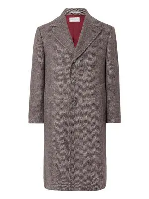 BRUNELLO CUCINELLI Herringbone Cashmere And Silk-Blend Coat