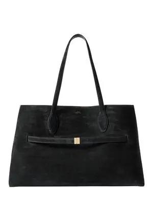 TOTEME Lounge Large Leather-trimmed Suede Tote - Black