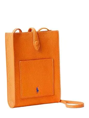 Polo Ralph Lauren Textured Leather Crossbody Bag - Orange