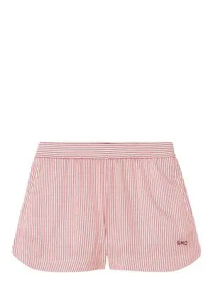 Stella McCartney Embroidered Striped Organic Silk Shorts - Red