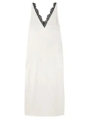 Stella McCartney Lace-trimmed Satin Midi Dress - Ivory