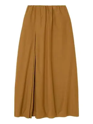 Loulou De Saison Carmen Cotton And Silk-blend Voile Midi Skirt - Yellow
