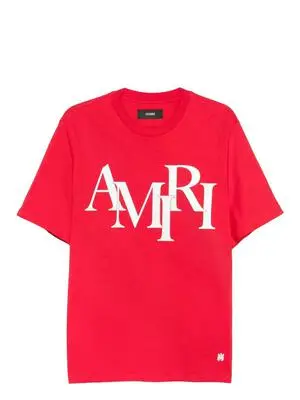 Amiri Staggered Cotton T-shirt - Red