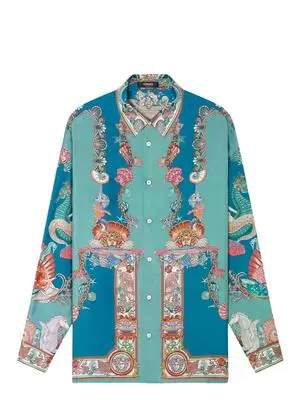 Versace Coral Theatre Silk Shirt Green