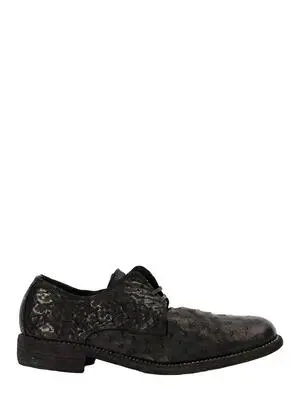 Guidi Textured Derby Shoes - Black