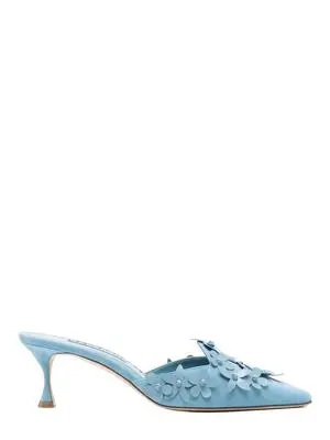 Manolo Blahnik 50mm Harnes Mules - Blue