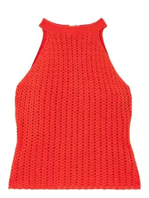 Escvdo Reflejo Crocheted Tank - Orange