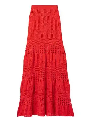 ESCVDO REFLEJO Crocheted Cotton Maxi Skirt