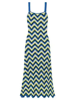 Escvdo Marea Crocheted Cotton Maxi Dress - Blue
