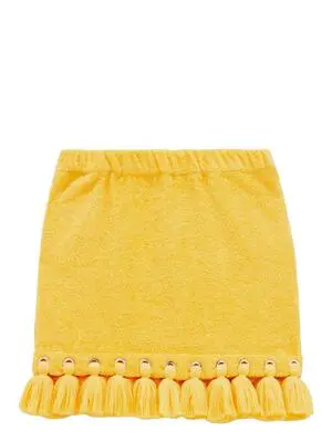 CAP D’ANTIBES Tasseled Eyelet-embellished Mini Skirt - Yellow