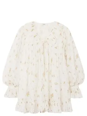 Chloé Ruffled Floral-print Cotton-voile Mini Dress - White