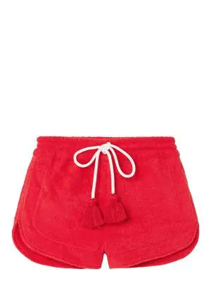 CAP D’ANTIBES Tasseled Cotton-terry Shorts - Red