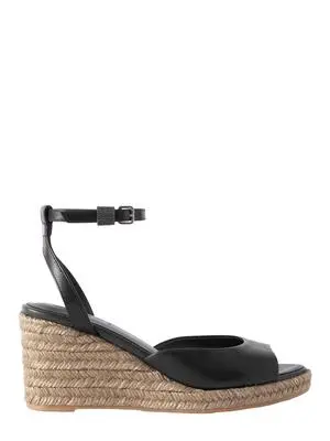 Brunello Cucinelli Leather Wedge Espadrilles - Black