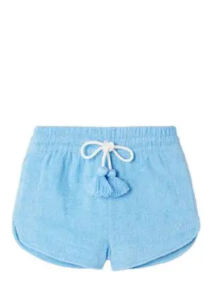 CAP D’ANTIBES Tasseled Cotton-terry Shorts - Blue