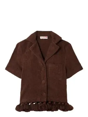 CAP D’ANTIBES Tasseled Cotton-Terry Shirt Chocolate