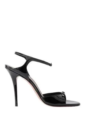 Amina Muaddi Adut Crystal-embellished Patent-leather Sandals - Black