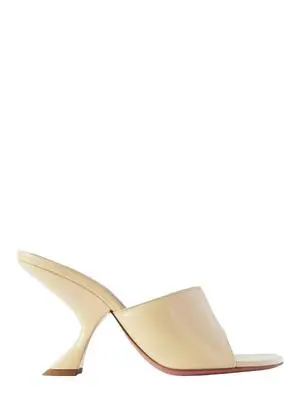 Amina Muaddi Taylor Patent-Leather Mules Beige