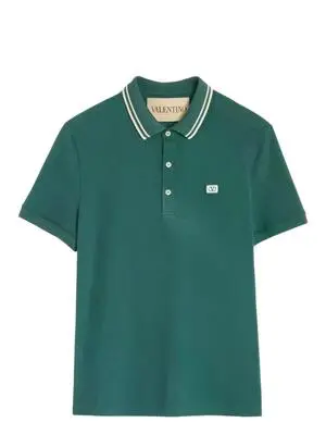 Valentino Garavani Contrast Collar Polo Shirt - Green