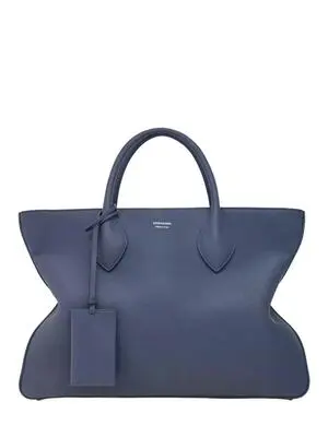 FERRAGAMO Monogram Structured Leather Tote - Blue