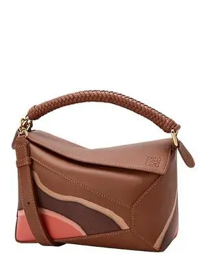 Loewe Puzzle Edge Landscape Small Leather Cross-body Bag - Pecan/parrot Pink