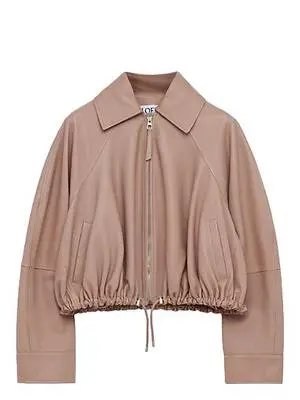 Loewe Classic-collar Leather Balloon Jacket - Beige