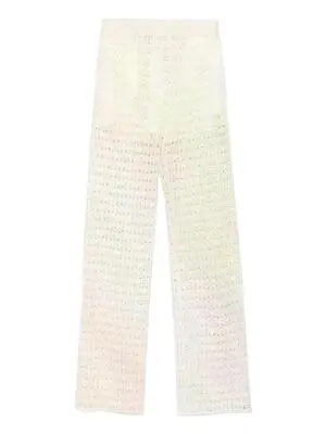 ALYSI Macramé High-waisted Trousers - Neutrals