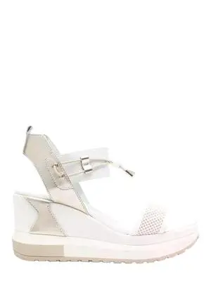 NEROGIARDINI 80mm Leather Wedge Sandals - White