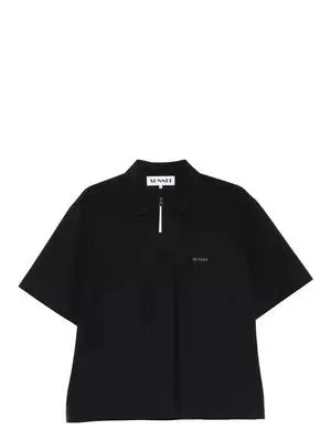 Sunnei Logo-print Polo Shirt - Black