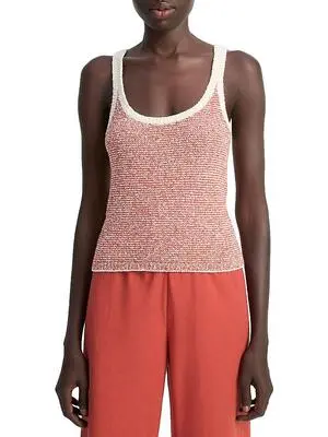 Vince Textured Micro Stripe Tank - Oat Shell/brick Rose