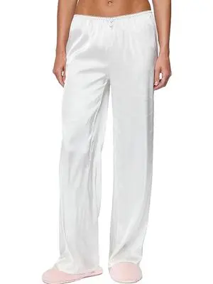 EDIKTED Izabella Satin Effect Pants - White