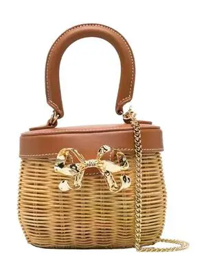 SELF-PORTRAIT Rattan Basket Tote Bag - Neutrals