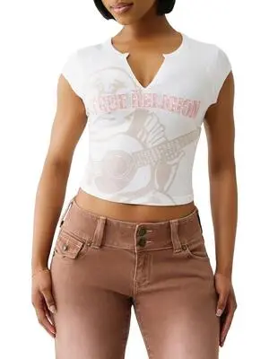 True Religion Rhinestone Rib Top - Optic White