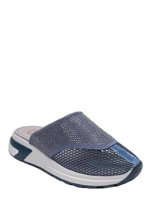 PROLOGUE SHOES Glea Mesh Rhinestone Mules - Blue