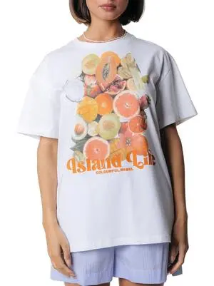 COLOURFUL REBEL Island Life Loose Fit Tee - Standard White