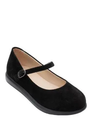 FOREVER & ALWAYS SHOES Leather Anisa Strap Flats Black Leather