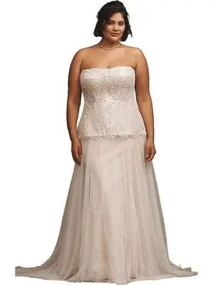 Watters Brookehaven Strapless Wedding Gown - Ivory Rose Gold