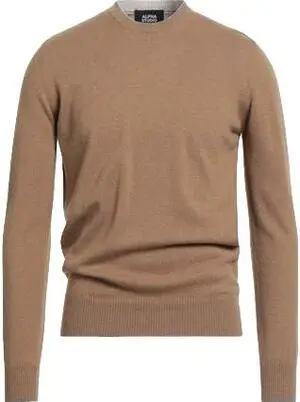 Alpha Studio Wool Knit Crewneck Sweater - Beige