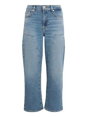 7 For All Mankind Alexa Cropped Straight Jeans - Navy