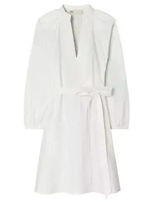 Tory Burch Collared Belted Shirt Dress - White