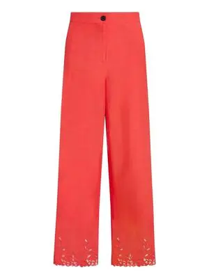 Karl Lagerfeld Embroidered Hem Trousers - Red